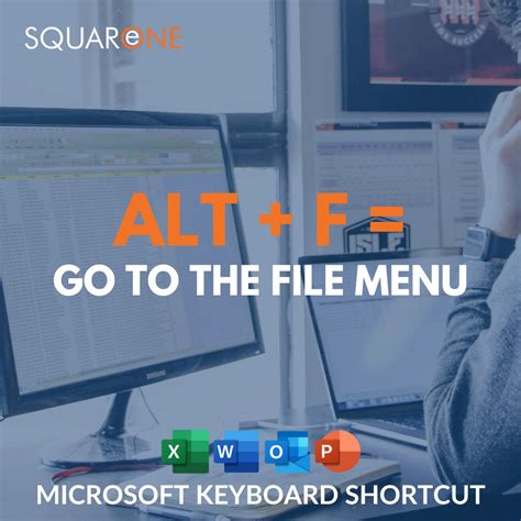 How To Shortcut The File Menu In Microsoft Programmes Squareone Training Posted On The Topic