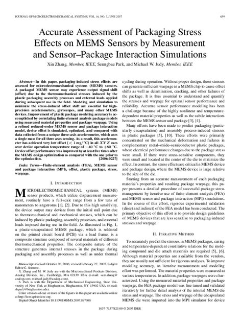 Pdf Accurate Assessment Of Packaging Stress Effects On Mems Sensors By Measurement And Sensor