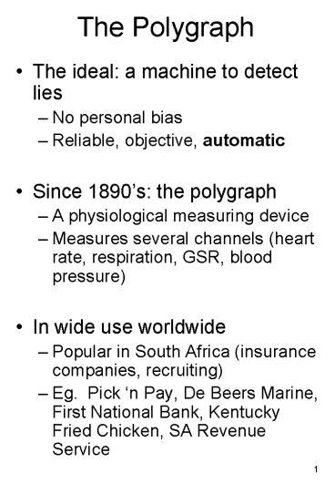 The Polygraph Presentation Free To View