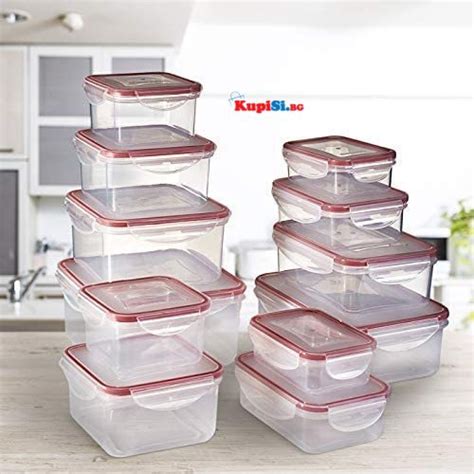 Комплект от 12бр кутии за храна с херметически капаци