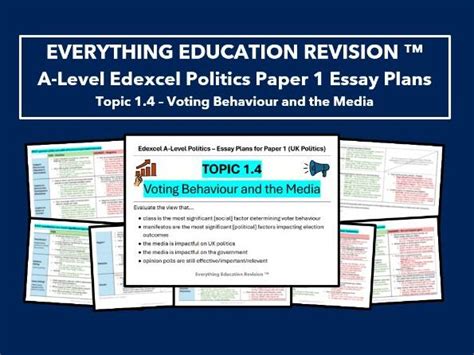 A Level Edexcel Politics Essay Plans For Topic 1 4 Voting Behaviour
