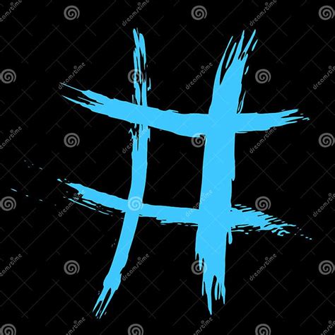 The Hash On A Black Background Is Drawn By Hand With A Brush Stock