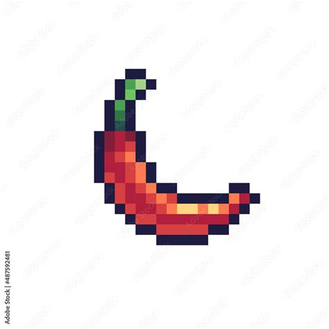 Chilli Pepper Pixel Art Icon Spicy Red Jalapeno Logo 8 Bit Sprite