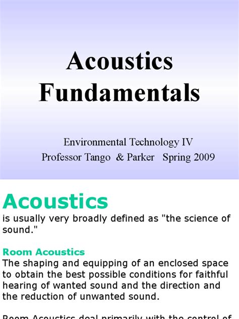 Acoustics Fundamentals Sound Oscillation