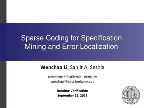 Ppt Sparse Coding For Specification Mining And Error Localization