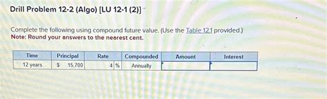 Solved Drill Problem 12 2 Algo Lu 12 1 2 Complete The