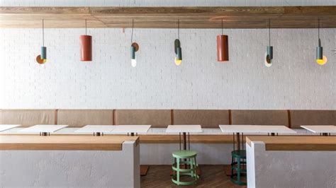 Geometric Lights Tropical Wood And Greenery Accent Elda Bar In San Francisco