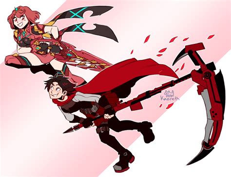 Ruby Rose From Rwby Teamed Up With Pyra From Xenoblade 2 For A Kofi Request Kaereth On Tumblr