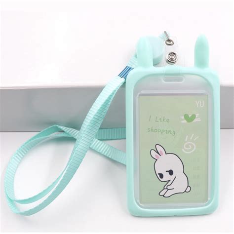 🏷 ที่ใส่บัตรพนักงาน ป้าย บัตรนักศึกษา ขอบซิลิโคนนิ่มสีพาสเทล แมว กระต่าย พร้อมสายคล้องมีโยโย่