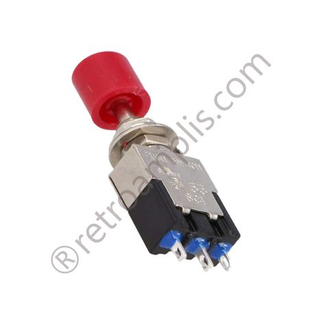 Latching Spdt Push Button Switch 3a 250vac Ø6 2mm Mounting Red Cap