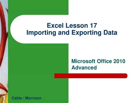 PPT Excel Lesson Importing And Exporting Data PowerPoint Presentation ID