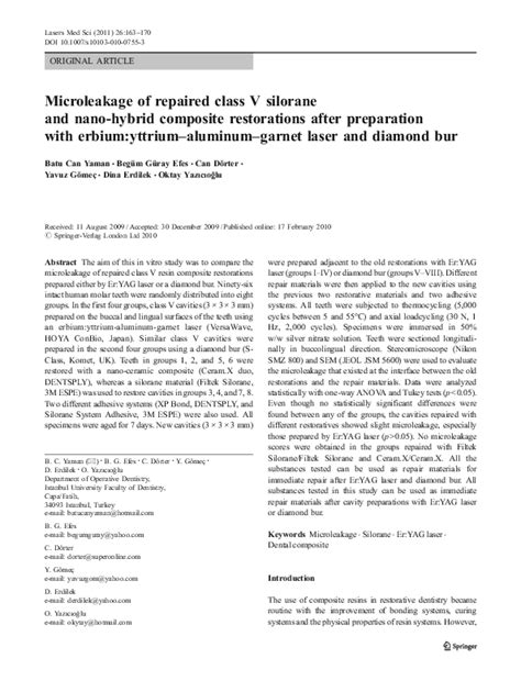 Pdf Microleakage Of Repaired Class V Silorane And Nano Hybrid Composite Restorations After