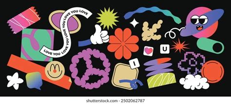 Set 70s Groovy Element Vector Collection Stock Vector Royalty Free 2482944083 Shutterstock