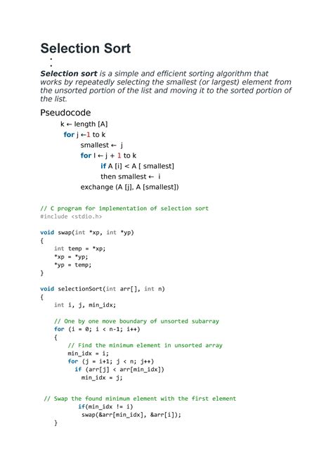 selection sort 2 abcd selection sort selection sort is a simple and