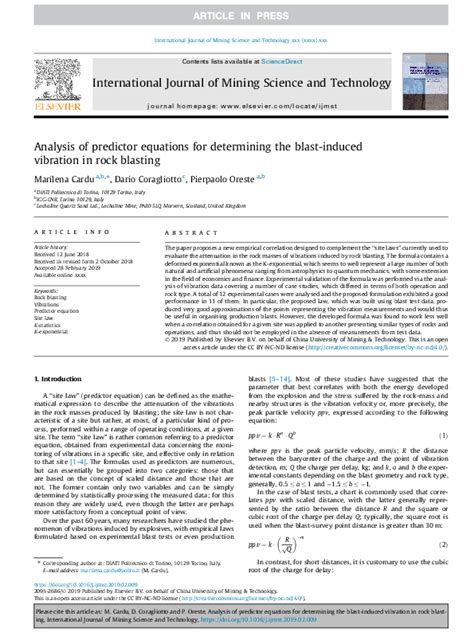 Pdf Analysis Of Predictor Equations For Determining The Blast Induced
