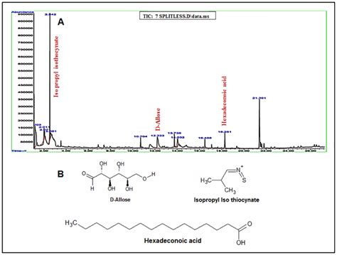 A Gc Ms Analyses Of Mo Leaves Typical Tic Gcms Chromatogram Of
