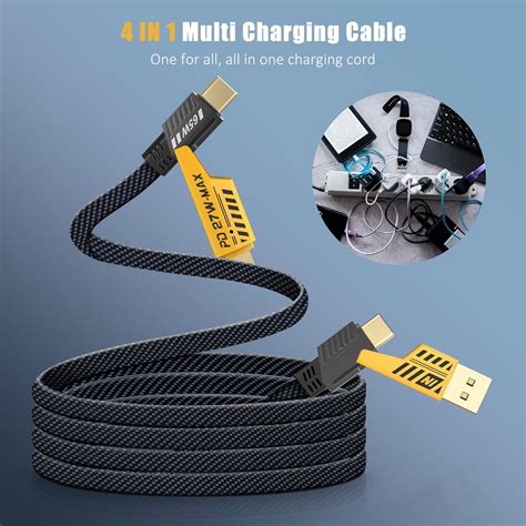 4 In 1 Multi USB PD Charging Cable Type C To C C To Lightning USB To C USB To Lightning