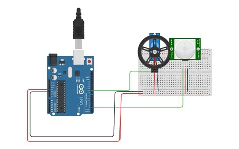 Circuit Design Pir Sensor And Start Rotating A Servo Motor Tinkercad