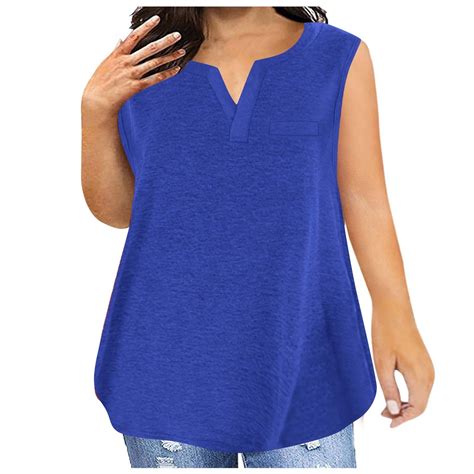 Fatyb Womens Plus Size Tank Tops Loose Sleeveless V Neck T Shirts Summer Dressy Casual Blouses