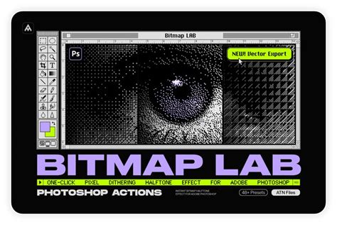 bitmap lab one click pixel halftone photoshop action