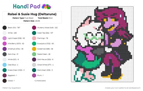 Ralsei And Susie Hug Deltarune Fuse Bead Pattern Kandi Pad Kandi Patterns Fuse Bead