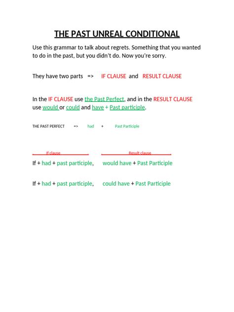 The Past Unreal Conditional Pdf