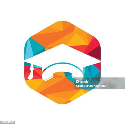 교육 호출 벡터 로고 디자인 템플릿입니다 졸업 모자 와 핸드셋 아이콘 로고 고객에 대한 스톡 벡터 아트 및 기타 이미지 고객