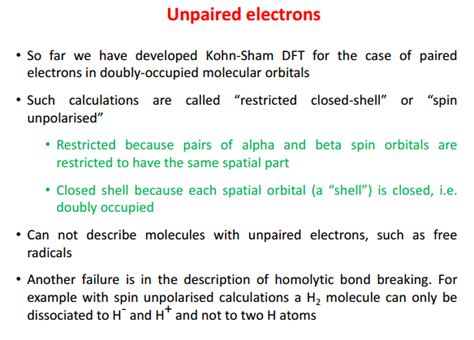 Density Functional Theory Spin Polarised Calculations Geometry