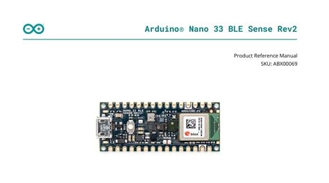 Arduino Abx00069 Nano Ble Sense Rev2 Arm Cortex M4 Board User Manual