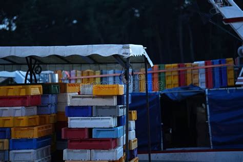 Loading Of Many Plastic Containers On A Ship In The Seaport Stock Image
