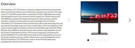 LENOVO ThinkVision T27i 30 27 FHD IPS Monitor 1920x1080 16 9 Anti Glare Height Go Click On