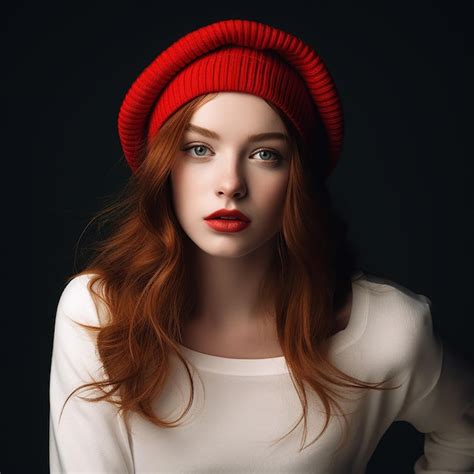 Premium Photo Beautiful Young Woman Wearing Red Hat