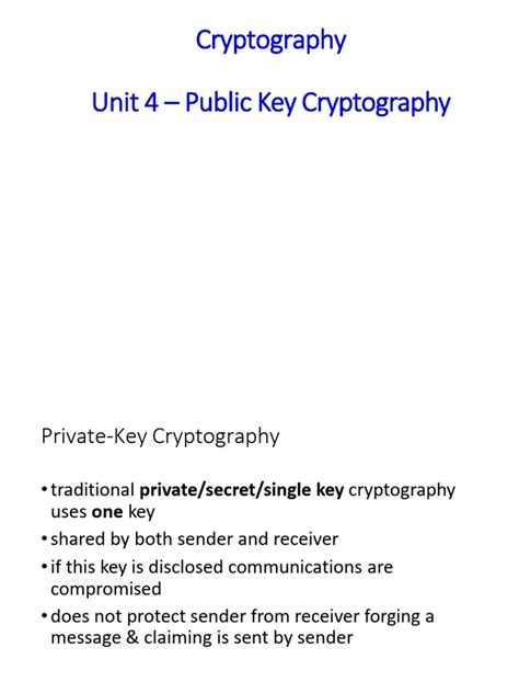 Unit 4 Public Key Cryptography Pdf Public Key Cryptography Key Cryptography