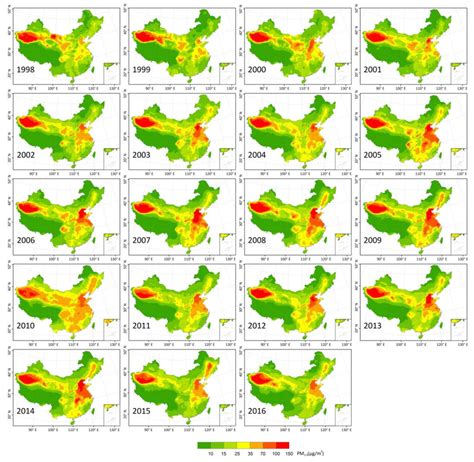 Spatial Distribution Of Annual Mean Pm2 5 Concentrations In China From Download Scientific