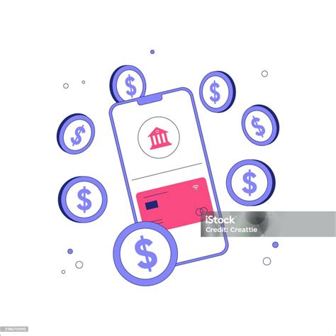 모바일 결제 디지털 지갑 및 재무 관리를 상징하는 평면 벡터 일러스트 레이 션에서 달러 동전이 있는 스마트폰 흰색 배경에 고립되어 있습니다 Brand Name Mobile