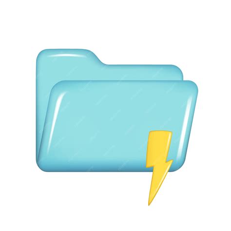 Premium Vector Realistic 3d Blue Folder With Lightning Decorative 3d Management Opened File