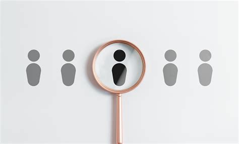 인적 자원 채용 고용 헤드헌팅 후보자 조직에서 일할 사람을 선택하는 과정이 있는 돋보기 초점 사람 아이콘 Hr 인적 자원 개념 Medef에 대한 스톡 사진 및 기타 이미지