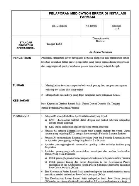 Sop Pelaporan Medication Error Pdf