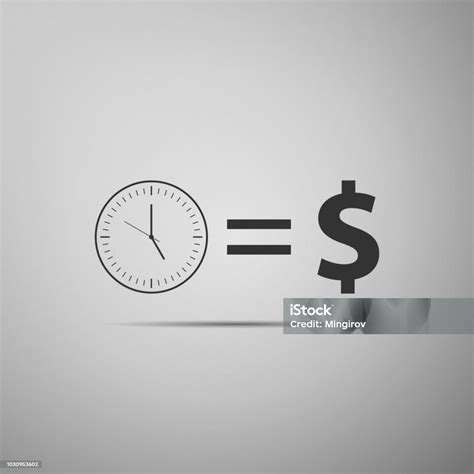 시간은 돈 기호 아이콘 회색 배경에 고립 이다 돈은 시간 이다 효과적인 시간 관리입니다 돈 시간을 변환 합니다 평면 디자인입니다 벡터 일러스트 레이 션 개념에 대한 스톡