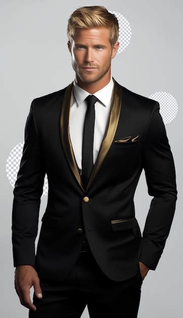 Premium Psd Psd Black Gold Businessman Suit Man