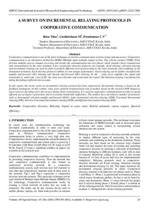 pdf a survey on incremental relaying protocols in cooperative