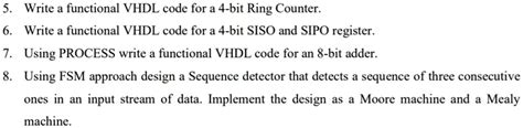 Solved Texts 5 Write A Functional Vhdl Code For A 4 Bit Ring Counter