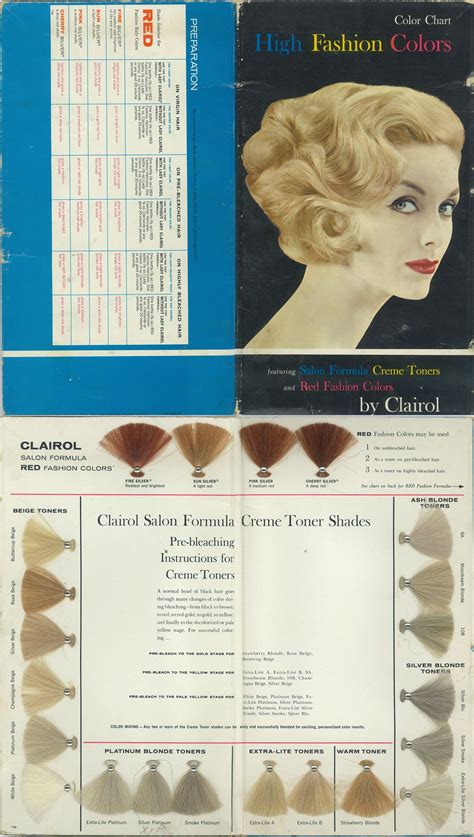 Vintage Clairol High Fashion Colors Hair Chart Clairol Hair Color