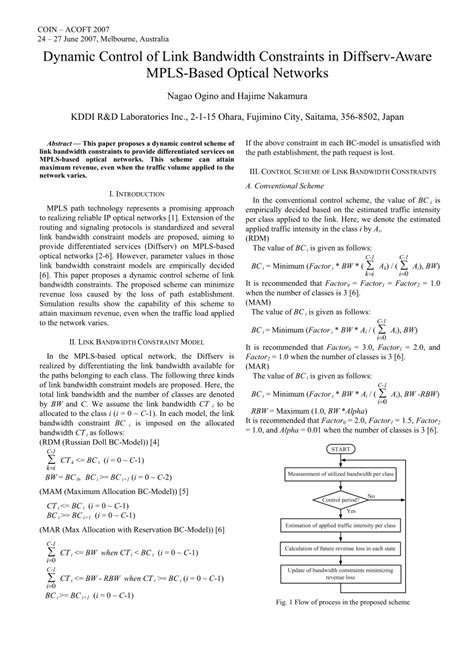 pdf dynamic control of link bandwidth constraints in diffserv aware