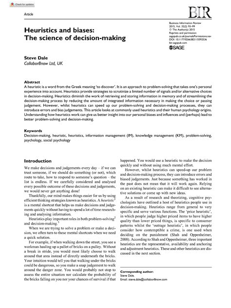 Heuristics And Biases The Science Of Decision Making Article Heuristics And Biases The