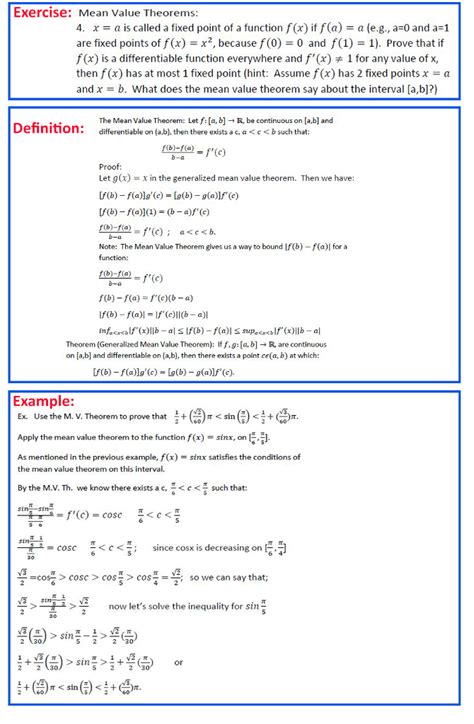 solved exercise mean value theorems 4 x a is called a