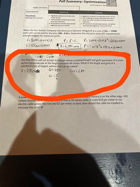 [grade 11 Calculus] Optimization R Homeworkhelp