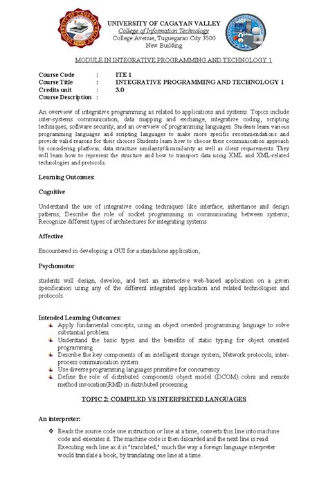 Module 02 Compiled Vs Interpreted Languages College Of Information Technology College Avenue