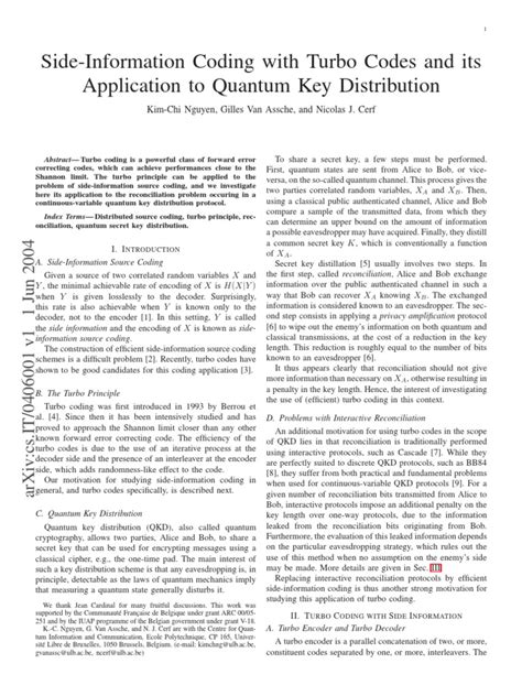 side information coding with turbo codes and its application to quantum