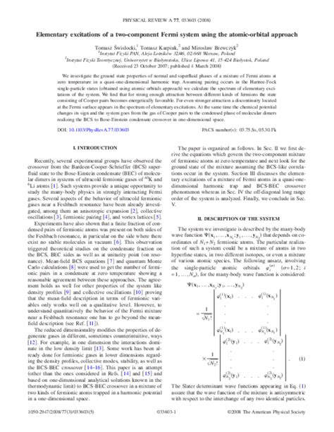 Pdf Elementary Excitations Of A Two Component Fermi System Using The